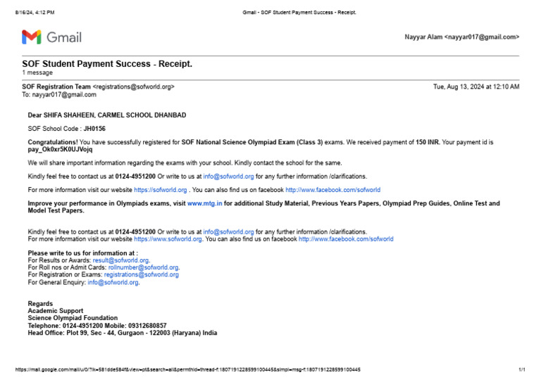 Gmail - SOF Student Payment Success - Receipt | PDF