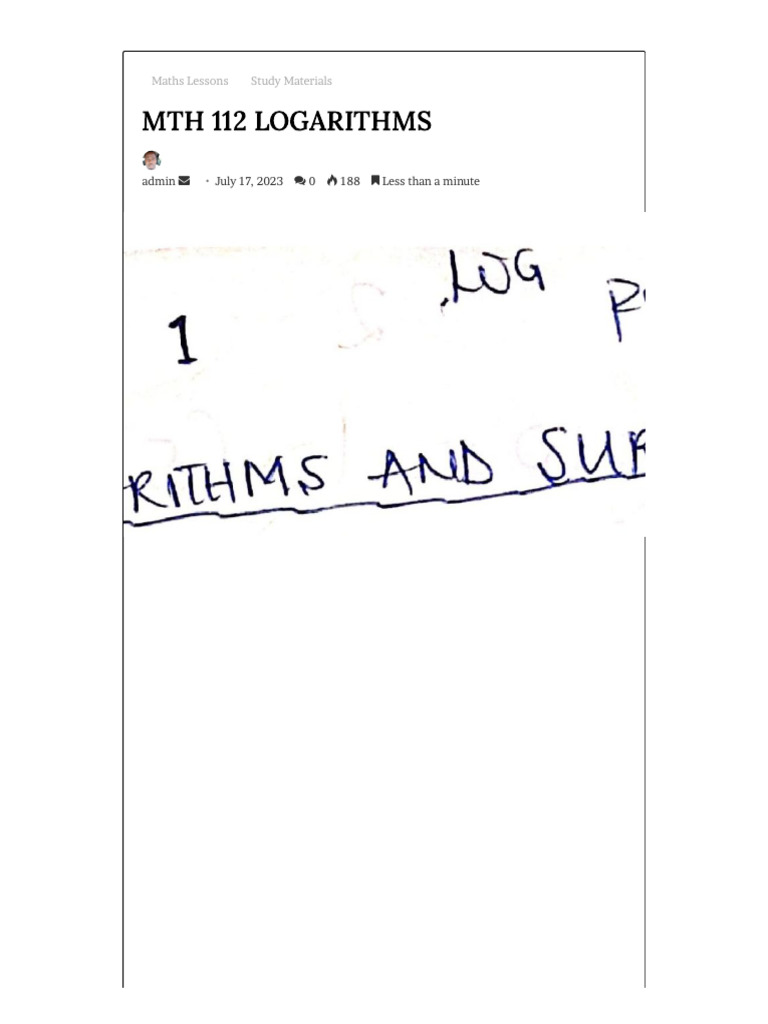 MTH 112 Logarithms - Rhemjocmaths | PDF