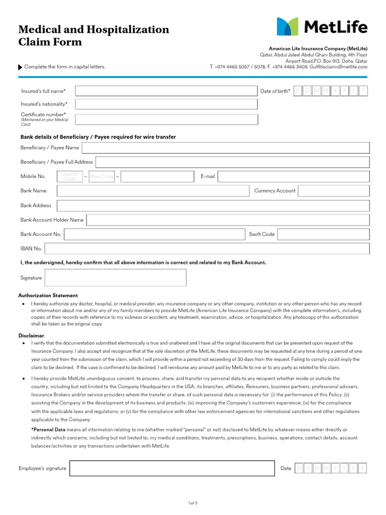 MET - Medical Claim Reimbursement Form in Patient - EN - QTR - AUG 2020 ...