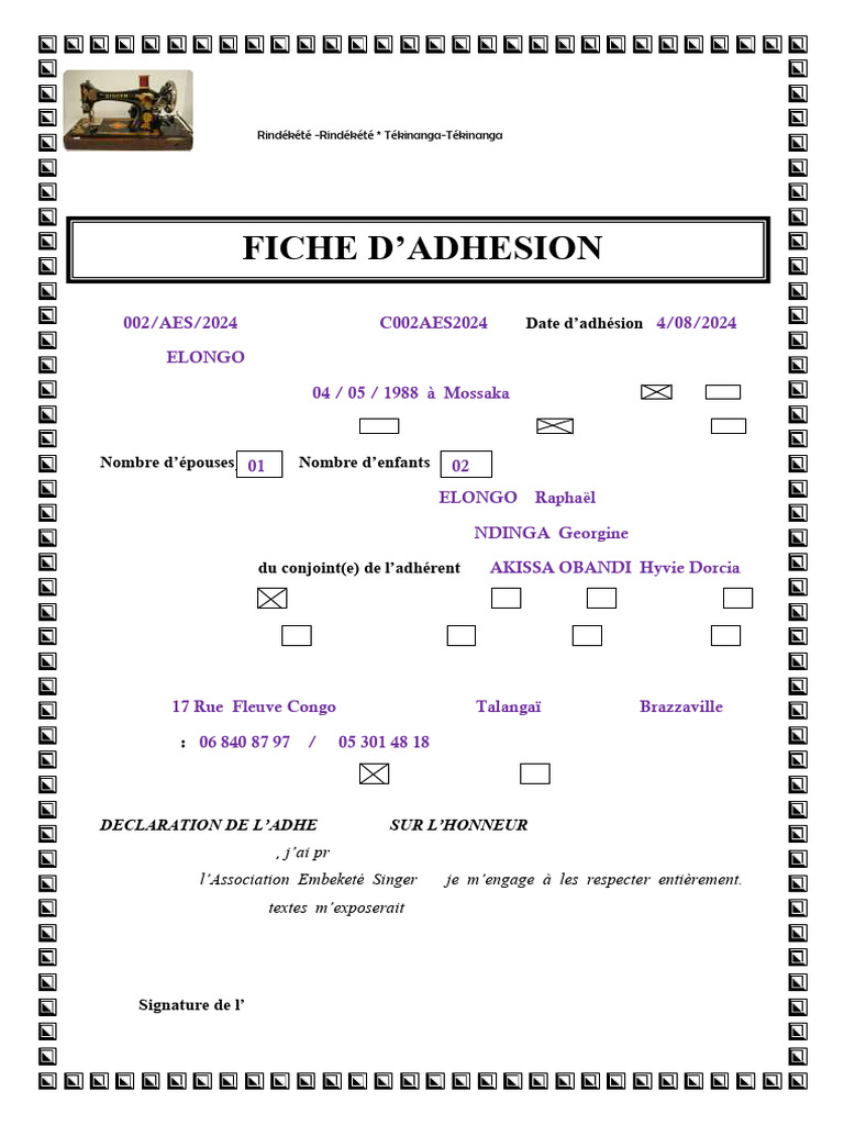 Fiches D'adhésion Remplies | PDF