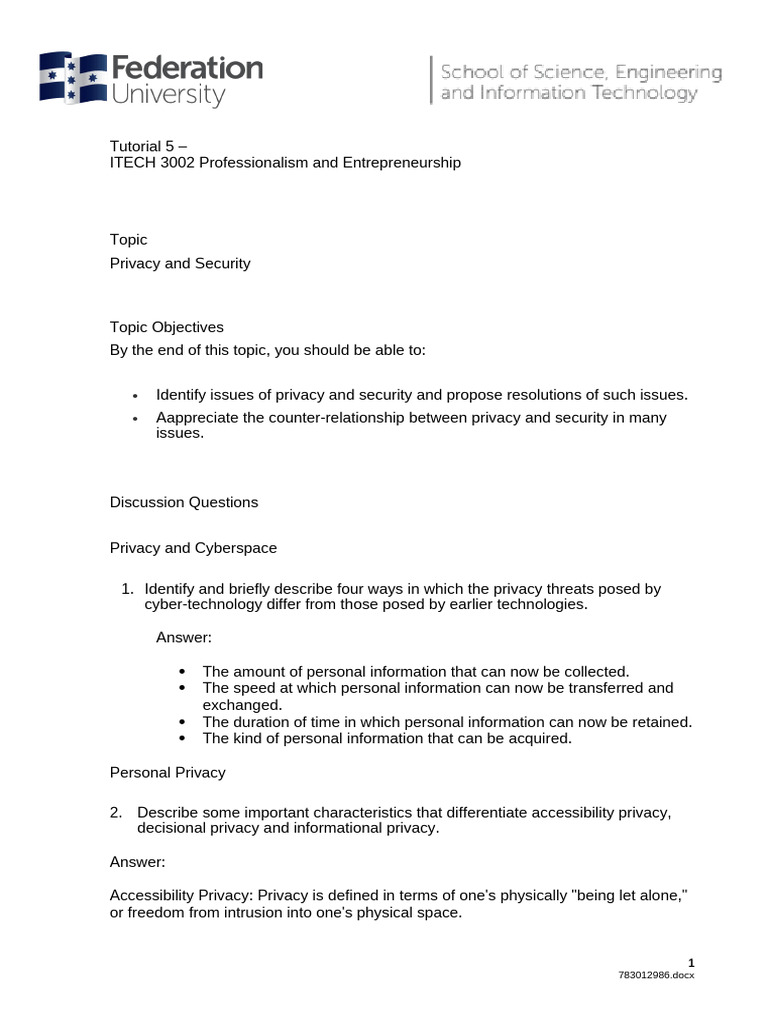Itech 3002 - 05 Tutorial | PDF