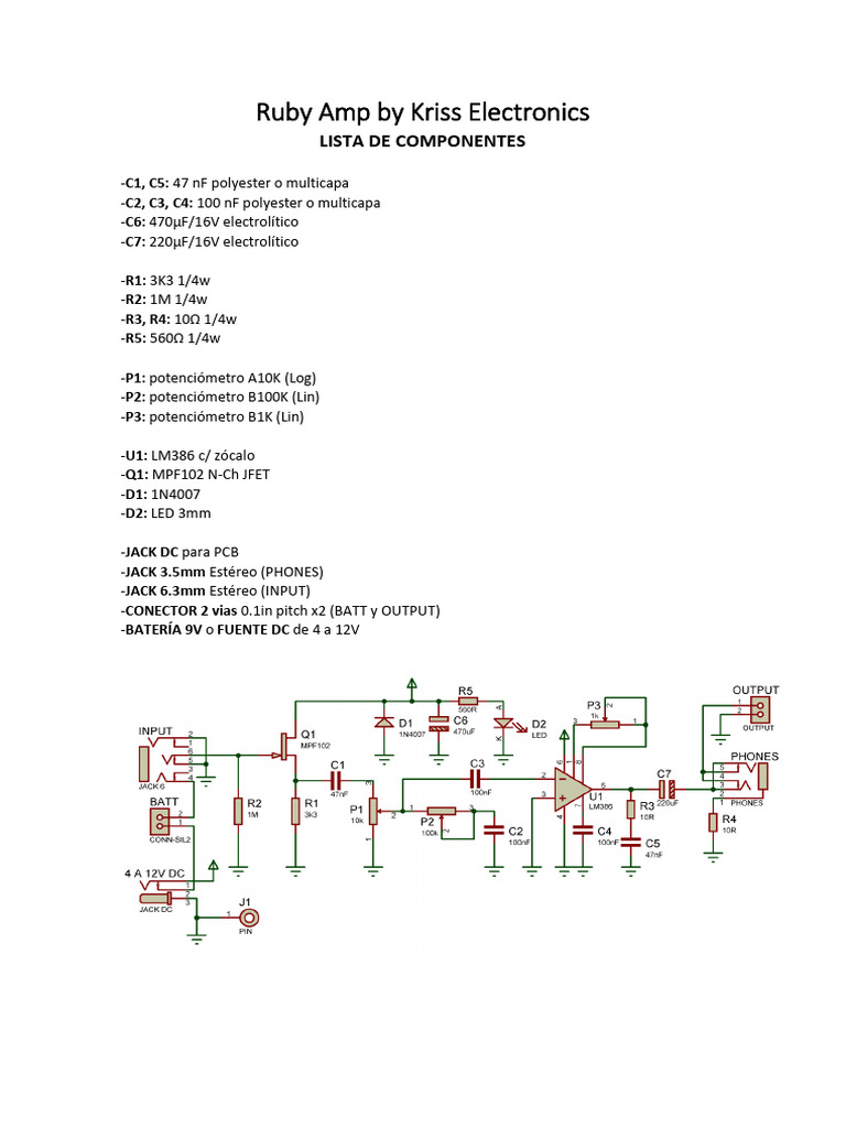 Ruby Amp Lista de Componentes by Kriss Electronics | PDF