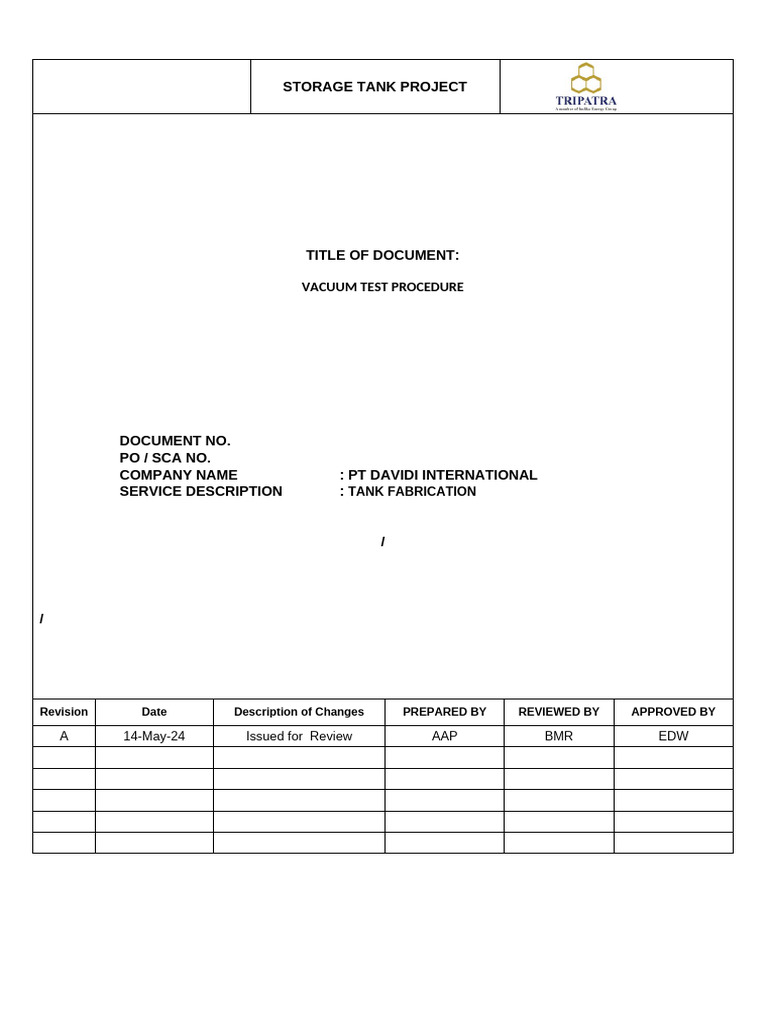 Vacuum Test Procedure | PDF