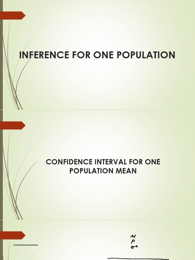 Chapter 3 Statistical Inference - Part 2 (Inference For One Population ... Chapter 3 Statistical Inference - Part 2 (Inference For One Population ...