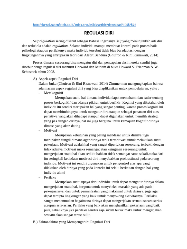 Regulasi Diri | PDF