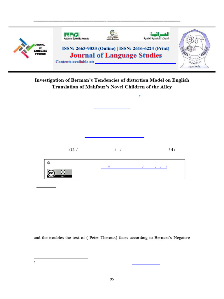 Investigation of Berman's Tendencies of Distortion Model On English ...