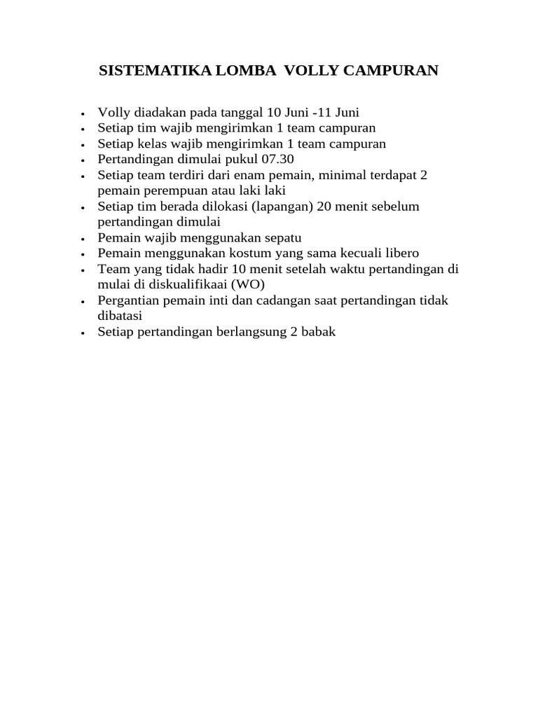 Sistematika Lomba Volly | PDF