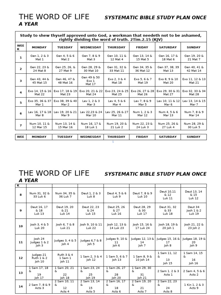 Bible Study Plan Once A Year | PDF | Bible | Bible Content