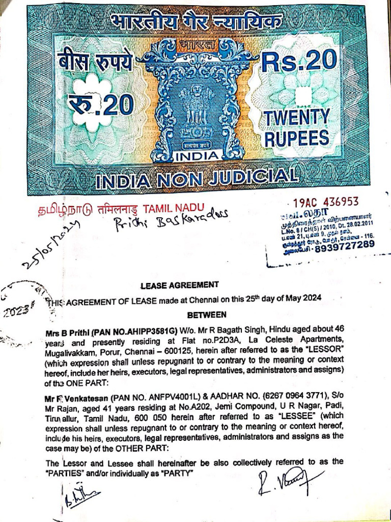 Venkat Anna New Rental Agreement | PDF