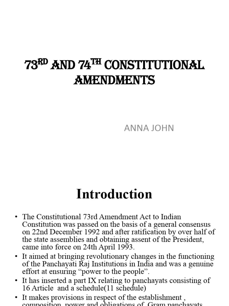 73rd and 74th Constitutional Amendments | PDF | Government | Finance ...