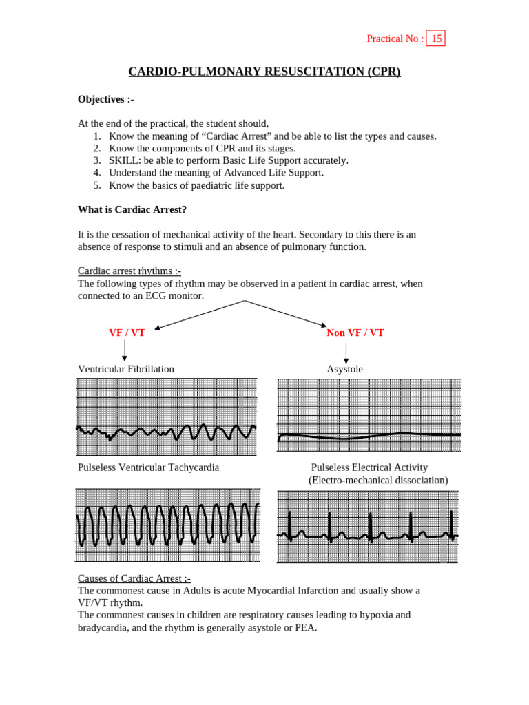 P - Cardio-Pulmonary Resuscitation (CPR) | PDF