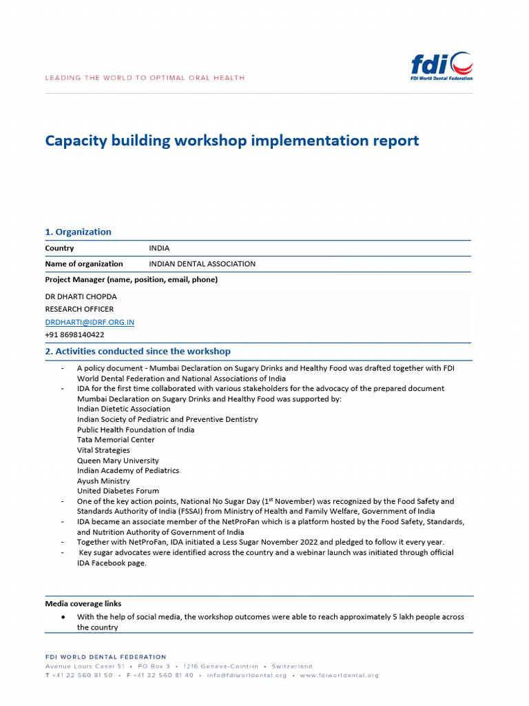 IDA Capacity Building Progress Report Template | PDF