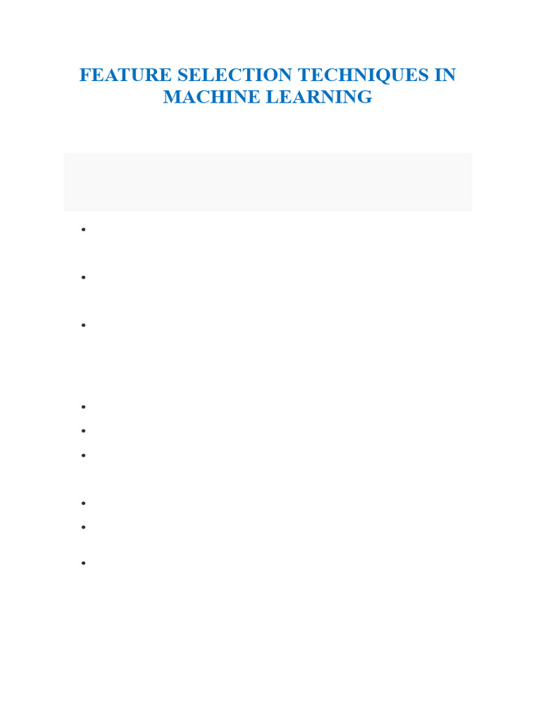 Feature Selection | PDF