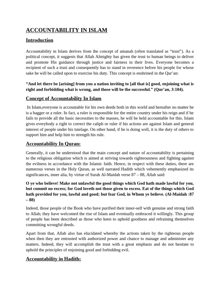 Accountability in Islam | PDF