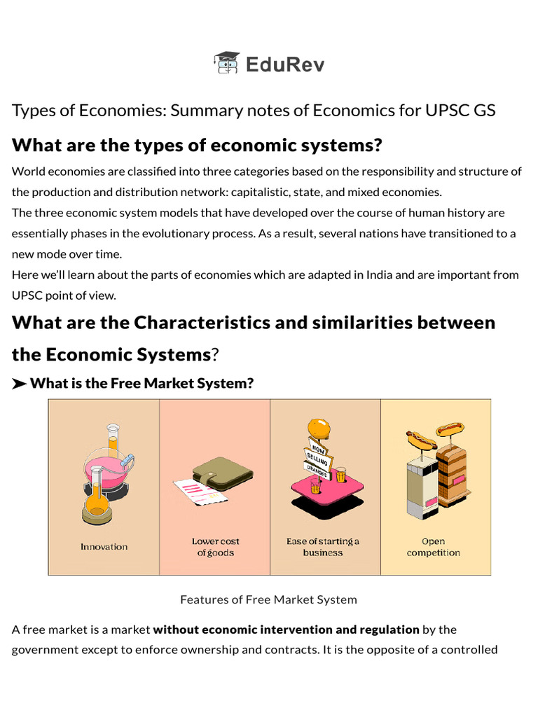Types of Economies - Summary Notes of Economics For UPSC GS - Indian ...