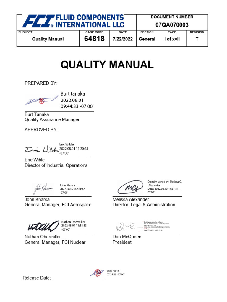 Quality Manual 07QA070003t | PDF