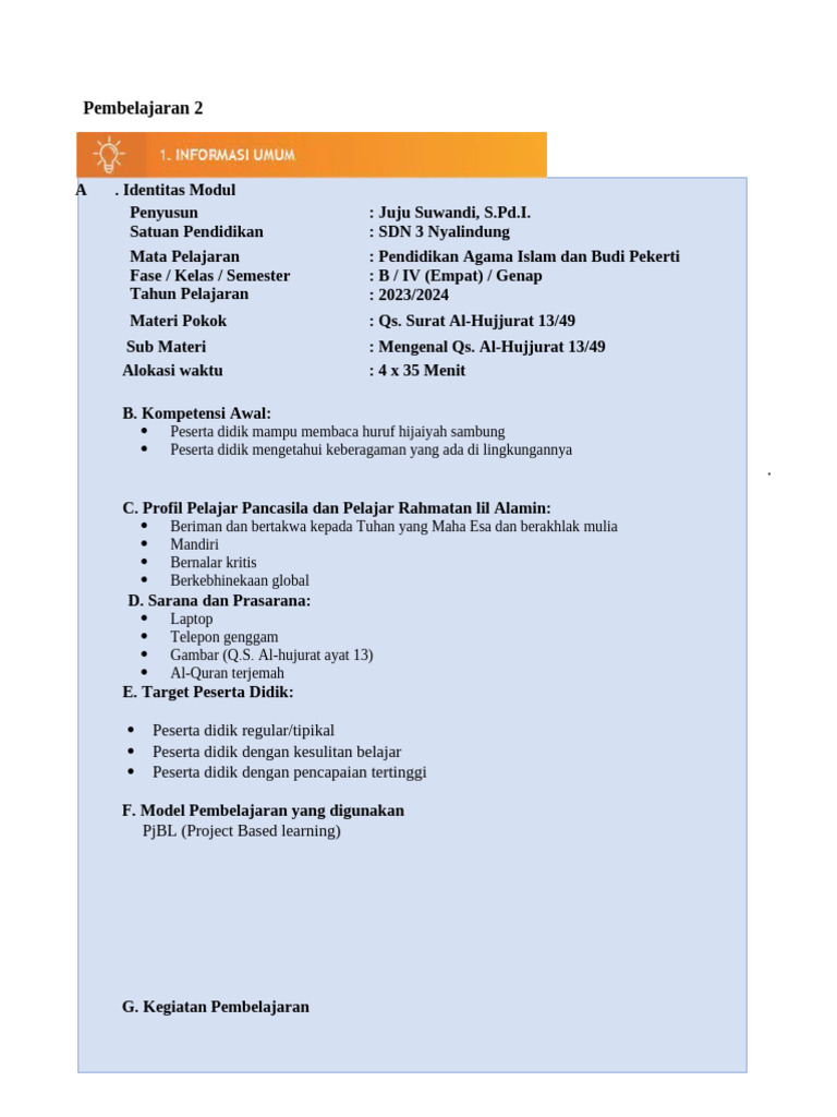 LK 6 PJBL Juju Baru | PDF