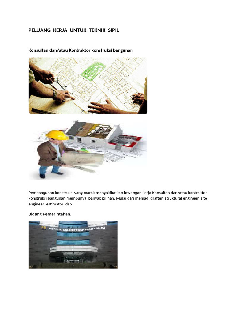 Peluang Kerja Untuk Teknik Sipil | PDF