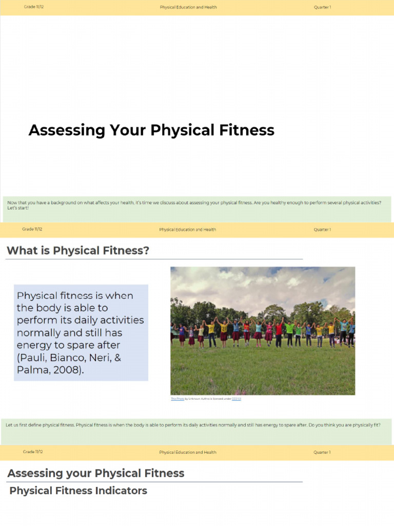 PE1 Lesson 2 Assessing Your Physical Fitness | PDF