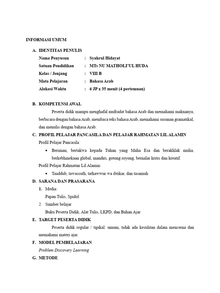Modul Ajar Kurmer Viii B | PDF