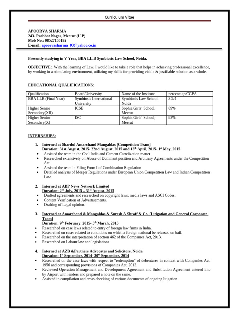 CV Apoorva Sharma | PDF