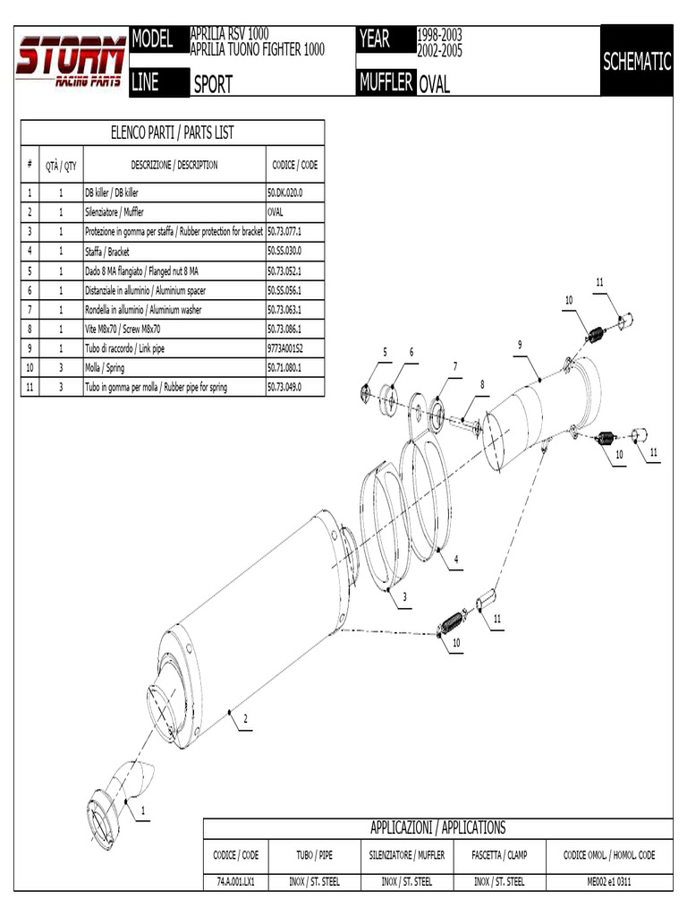 Sport Oval: Schematic Year Line Model Muffler | PDF