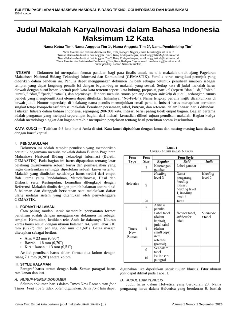 Template Makalah Gemastik | PDF