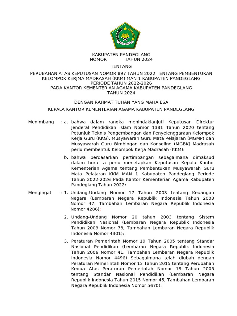 SK POKJA KKM MAN 1 Pandeglang 2024 | PDF