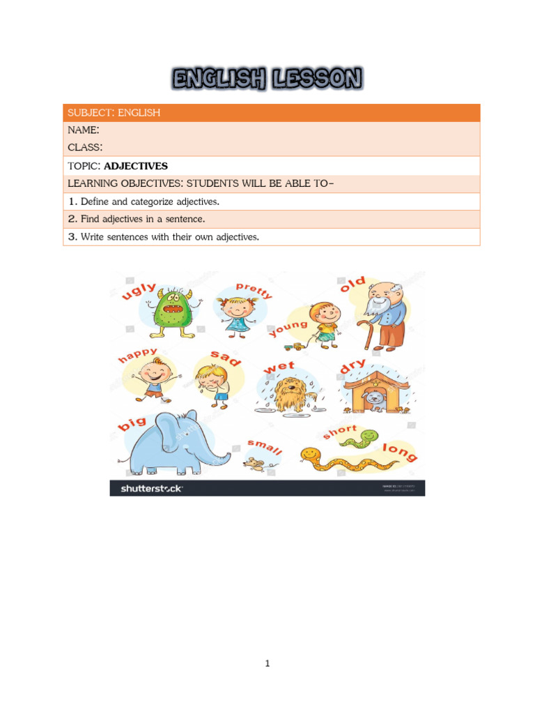 Adjectives Pdf