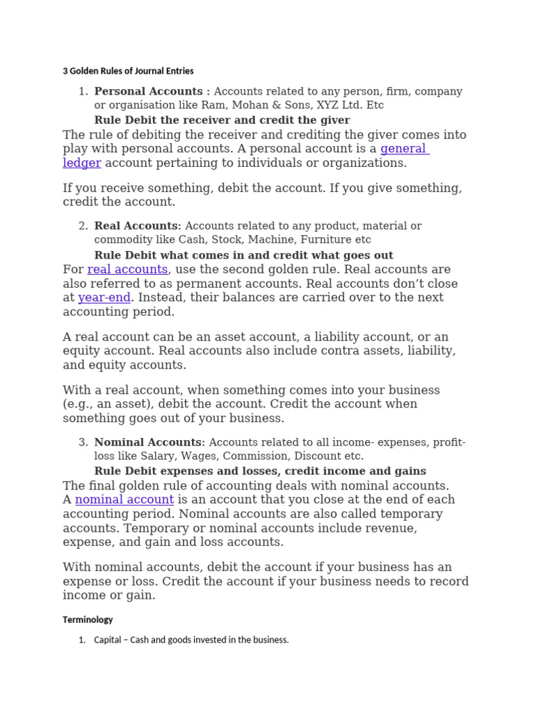 3 Golden Rules of Journal Entries | PDF