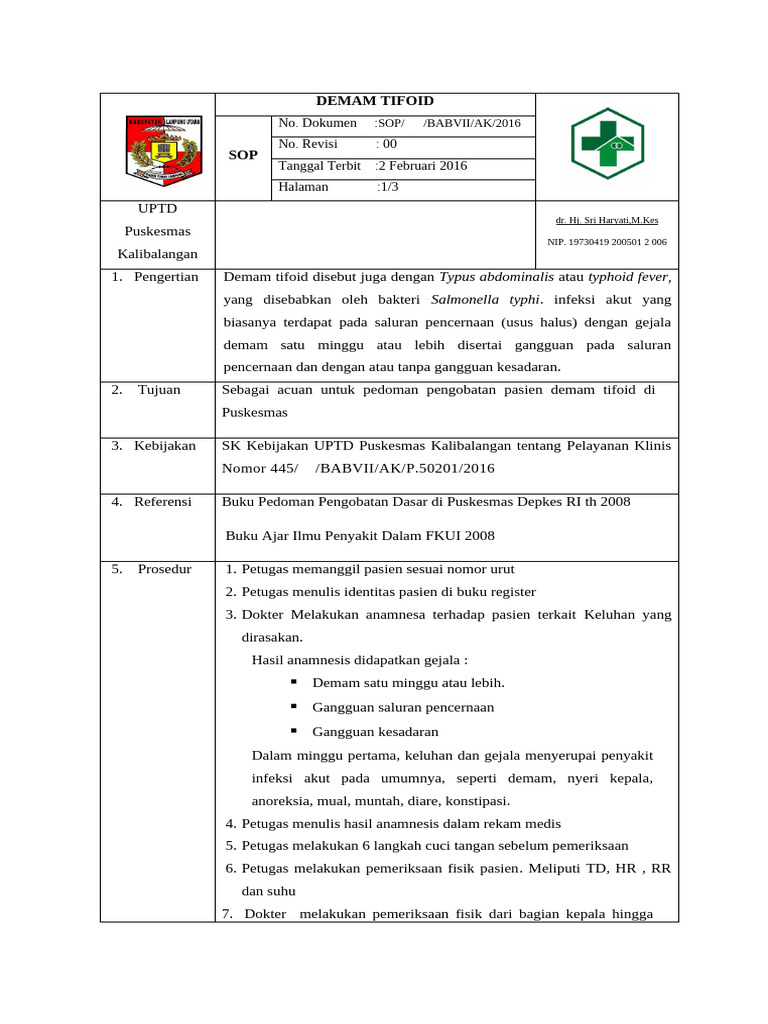 Sop Demam Tifoid | PDF
