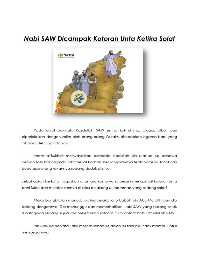 Nabi Saw Dicampak Kotoran Unta Ketika Solat | PDF