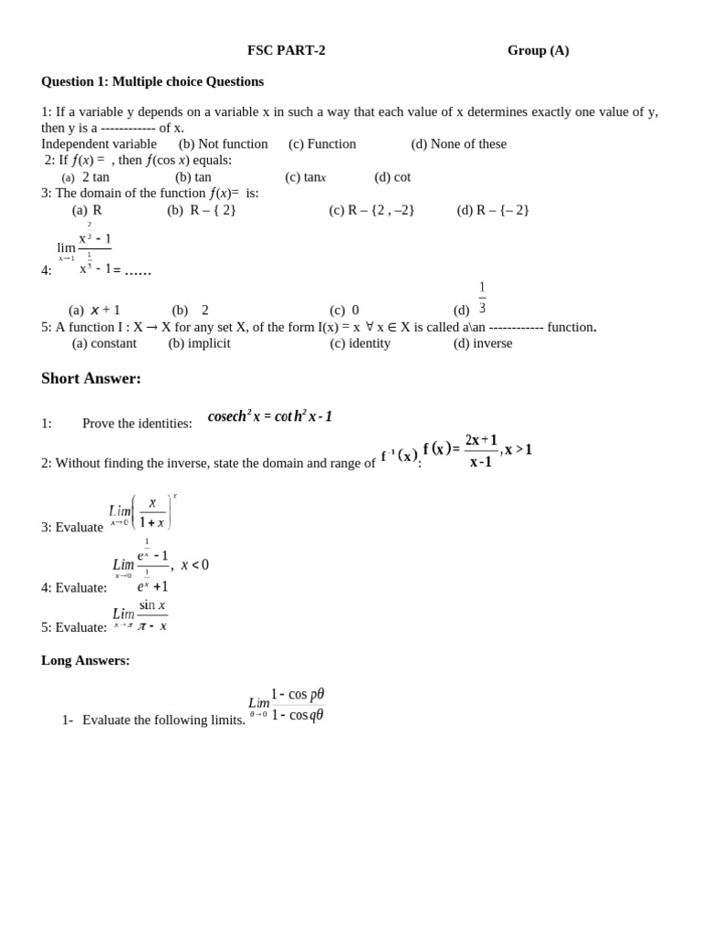 FSC PART 2 Chapter 1.1 1.2 1.3 | PDF