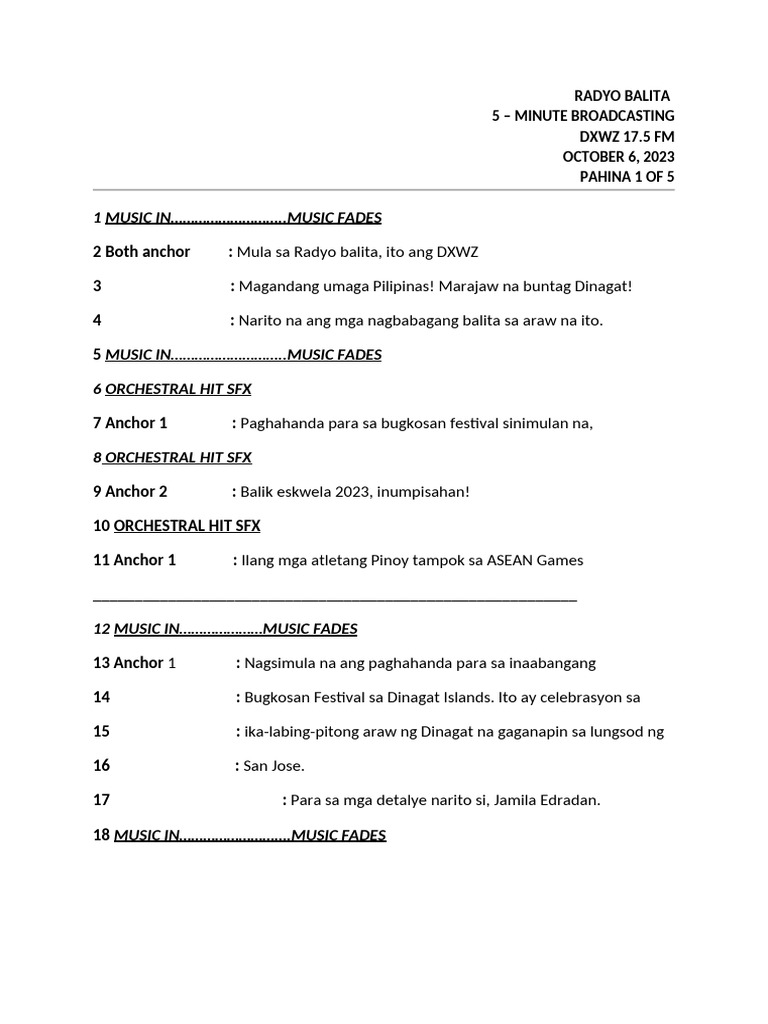 Journalism Broadcasting Scriptt | PDF | Television News