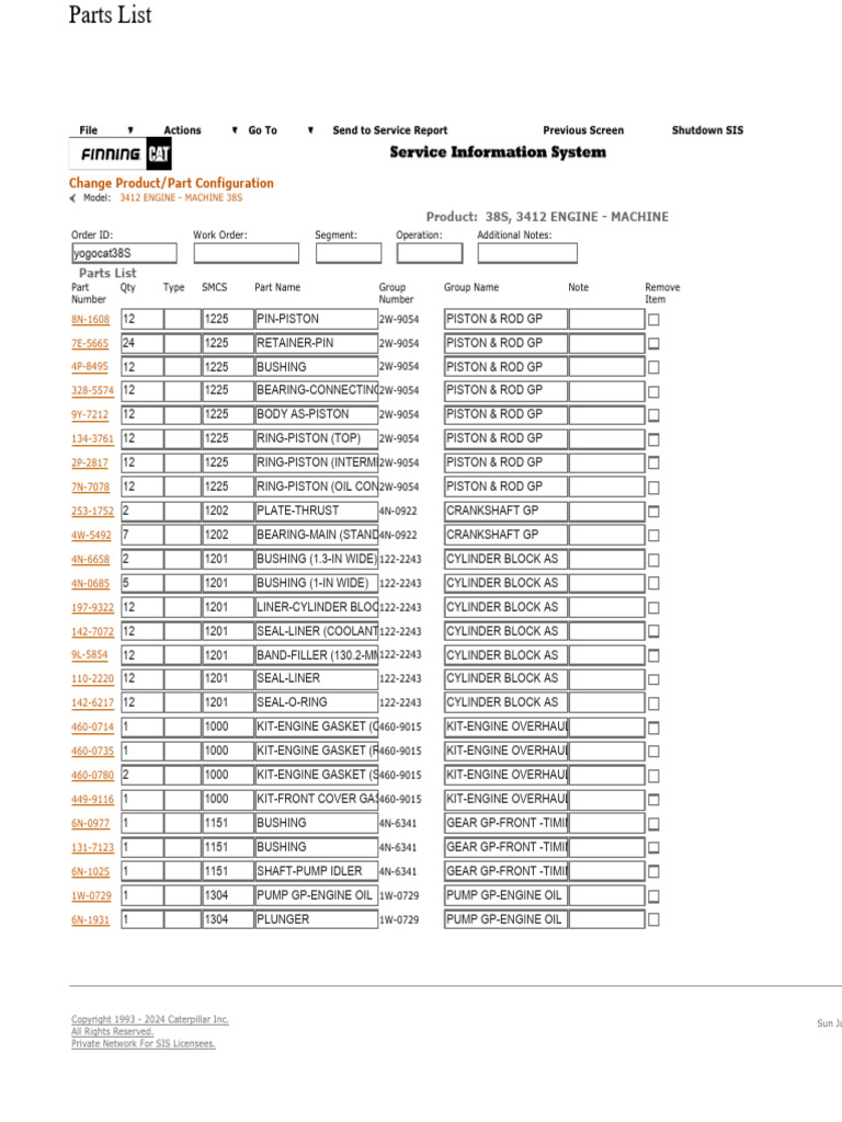 3412c engine parts list | PDF