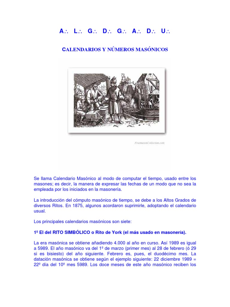 Calendarios y Números Masónicos | PDF | Calendario | Calendario hebreo