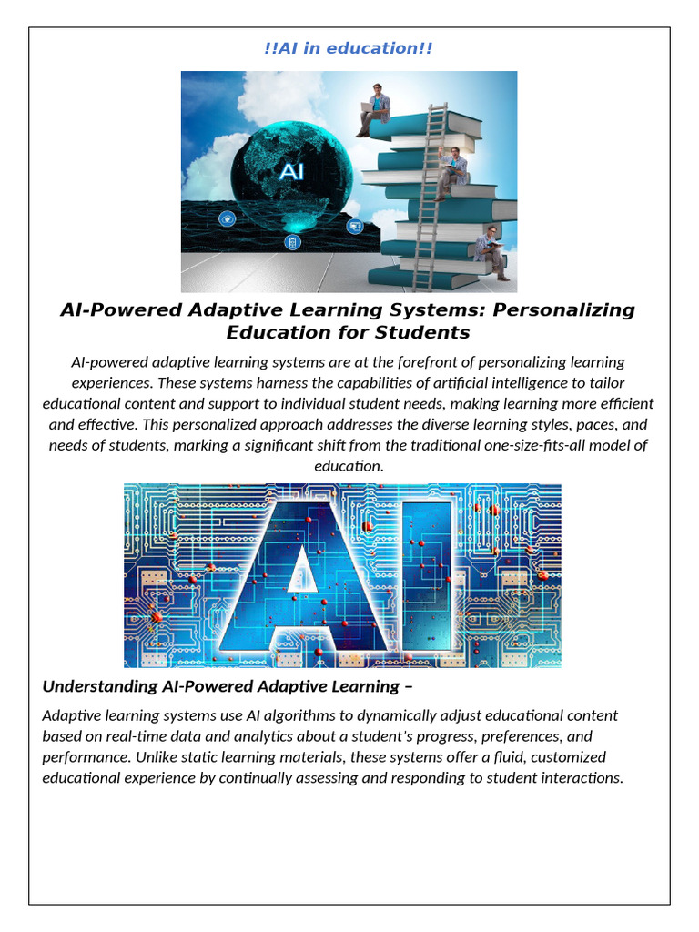 AI-Powered Adaptive Learning Systems: Personalizing Education For ...