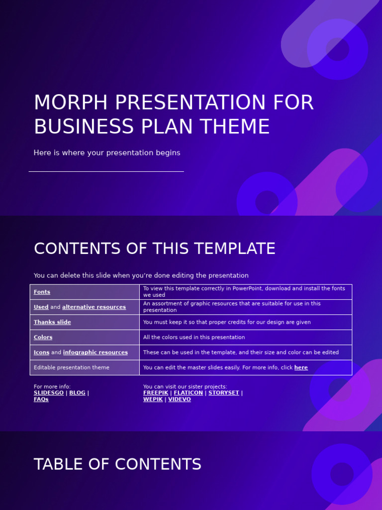 Morph Presentation For Business Plan Theme by Slidesgo | PDF