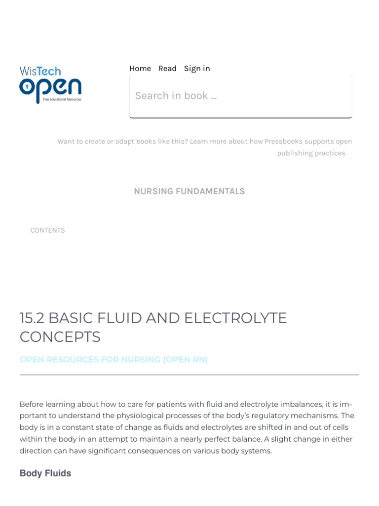15.2 Basic Fluid and Electrolyte Concepts Nursing Fundamentals | PDF
