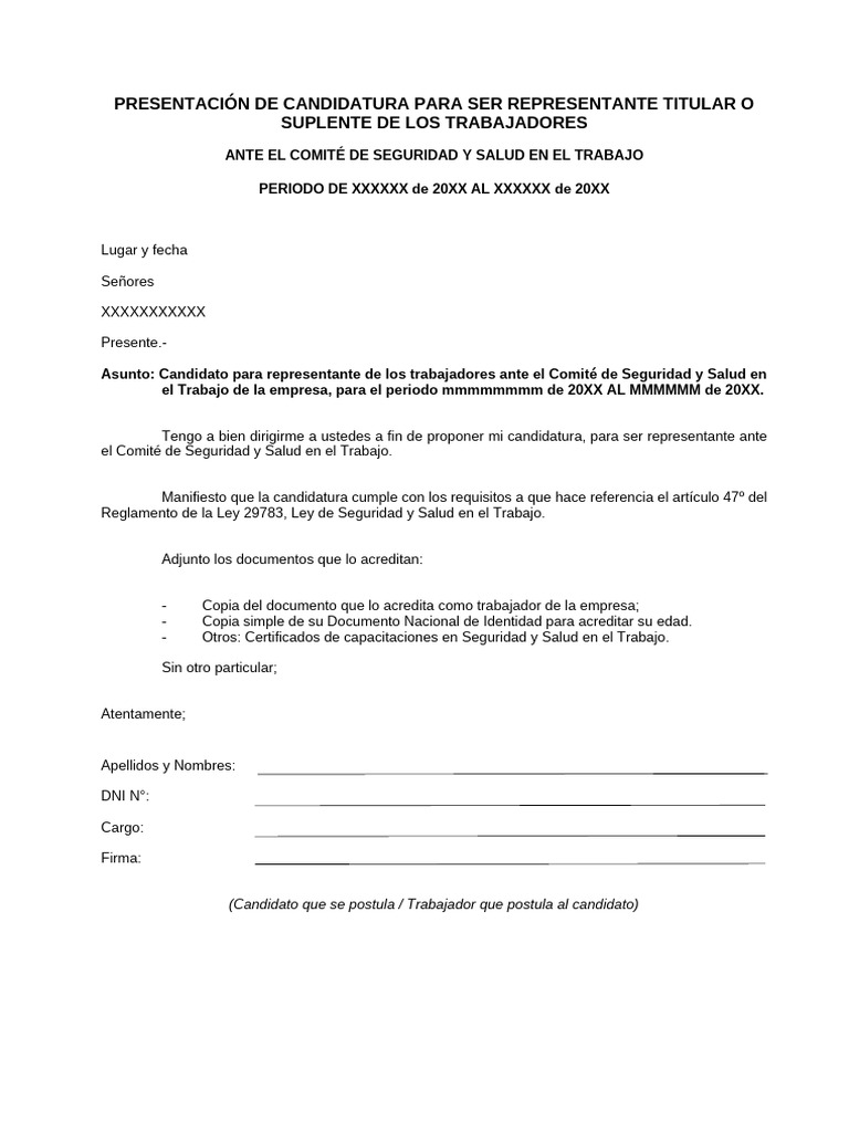 Presentacion de Candidatura | PDF