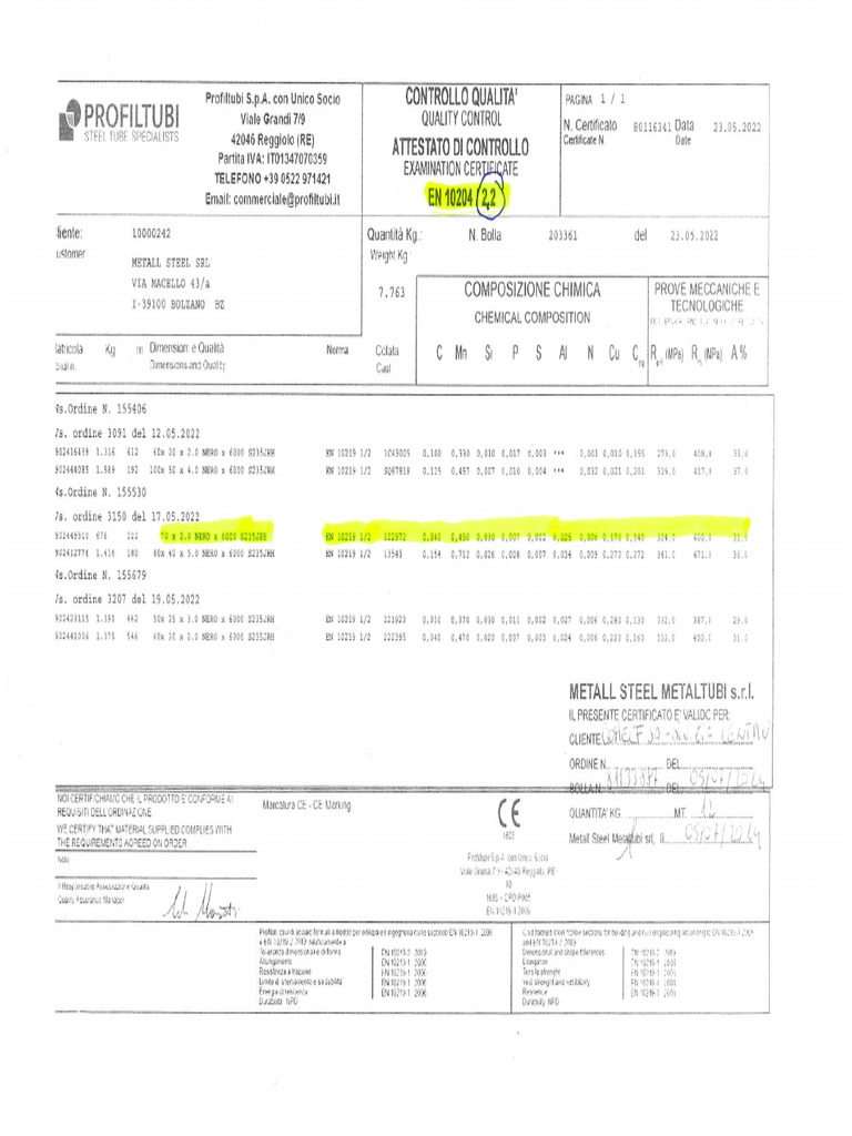 Examination Certificate 2.2 (Pipe 70x2) | PDF