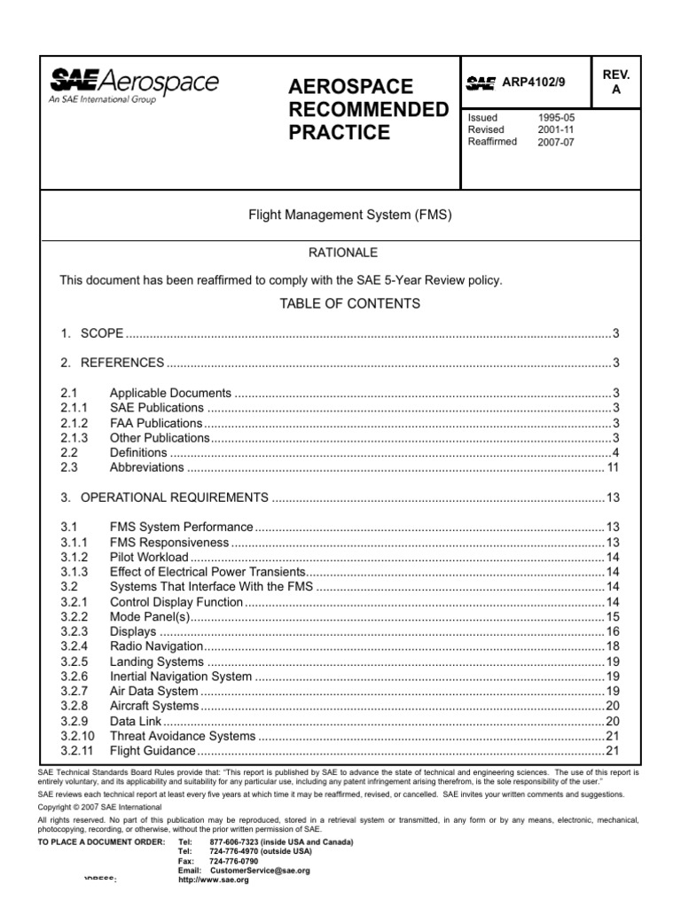 SAE ARP4102-09 Flight Management System | PDF