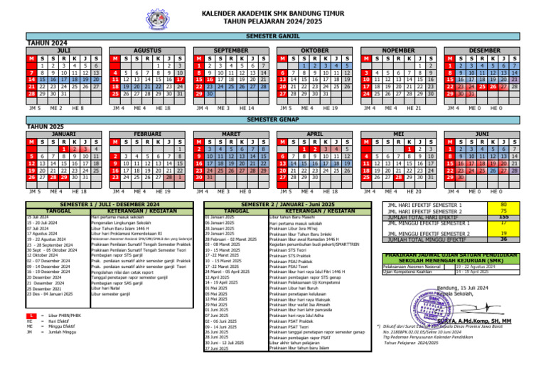 Kalender Pendidikan SMKBT'2425 | PDF