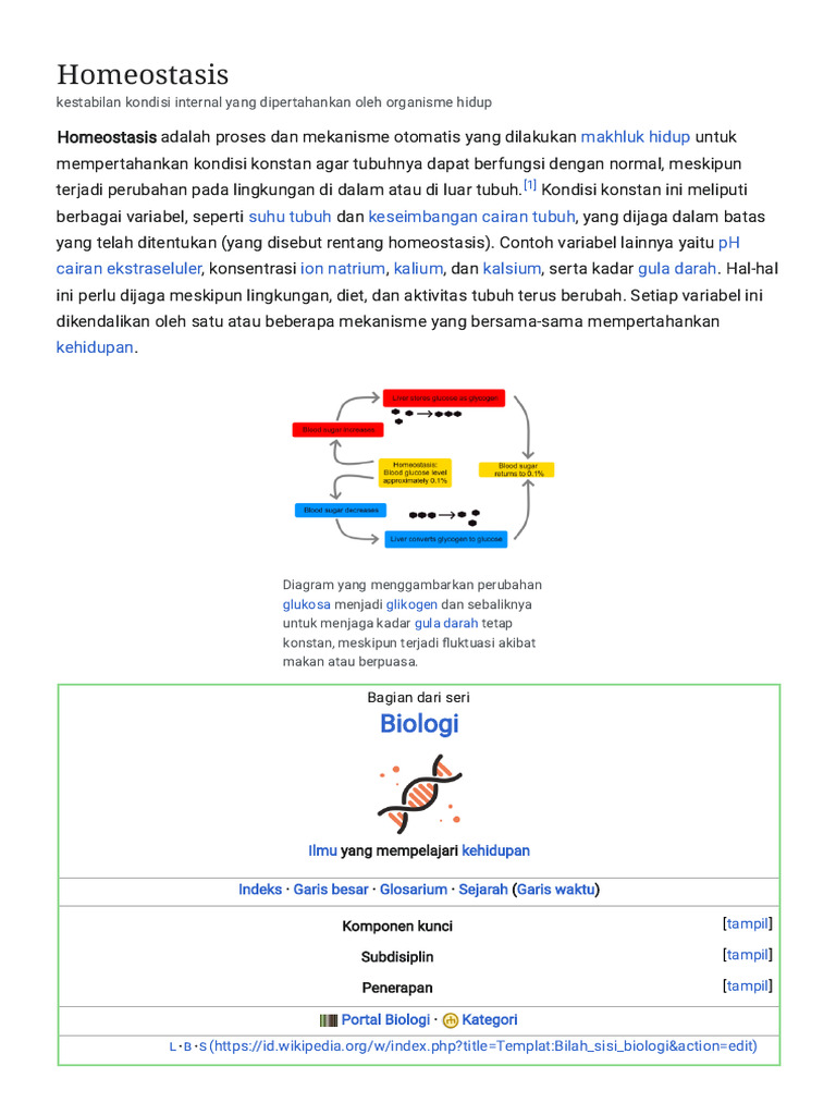 Homeostasis - Wikipedia Bahasa Indonesia, Ensiklopedia Bebas | PDF