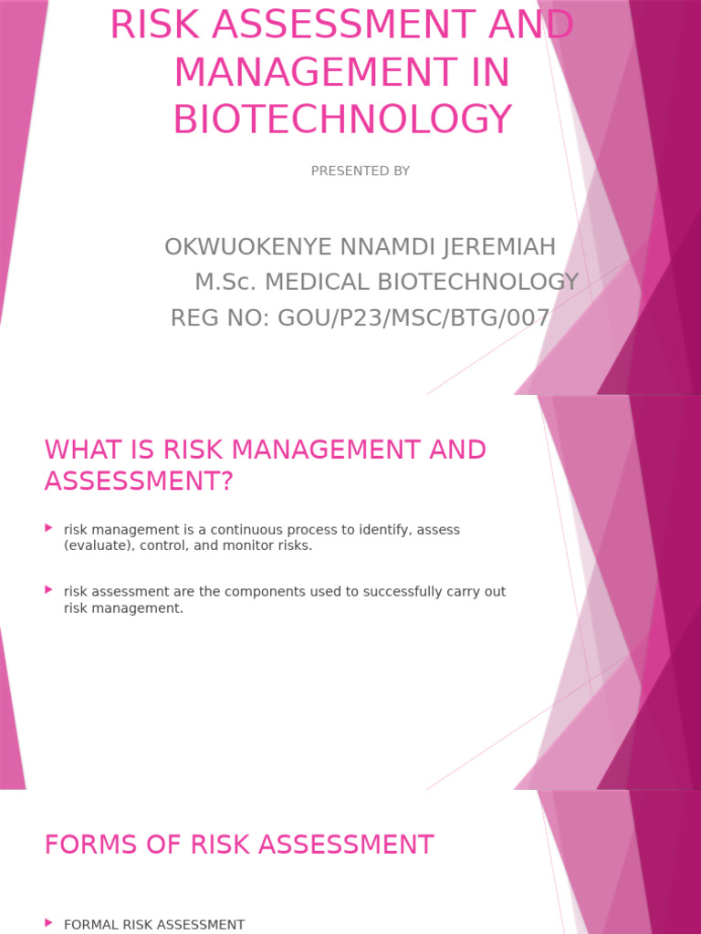 Risk Assessment and Management in Biotechnology | PDF