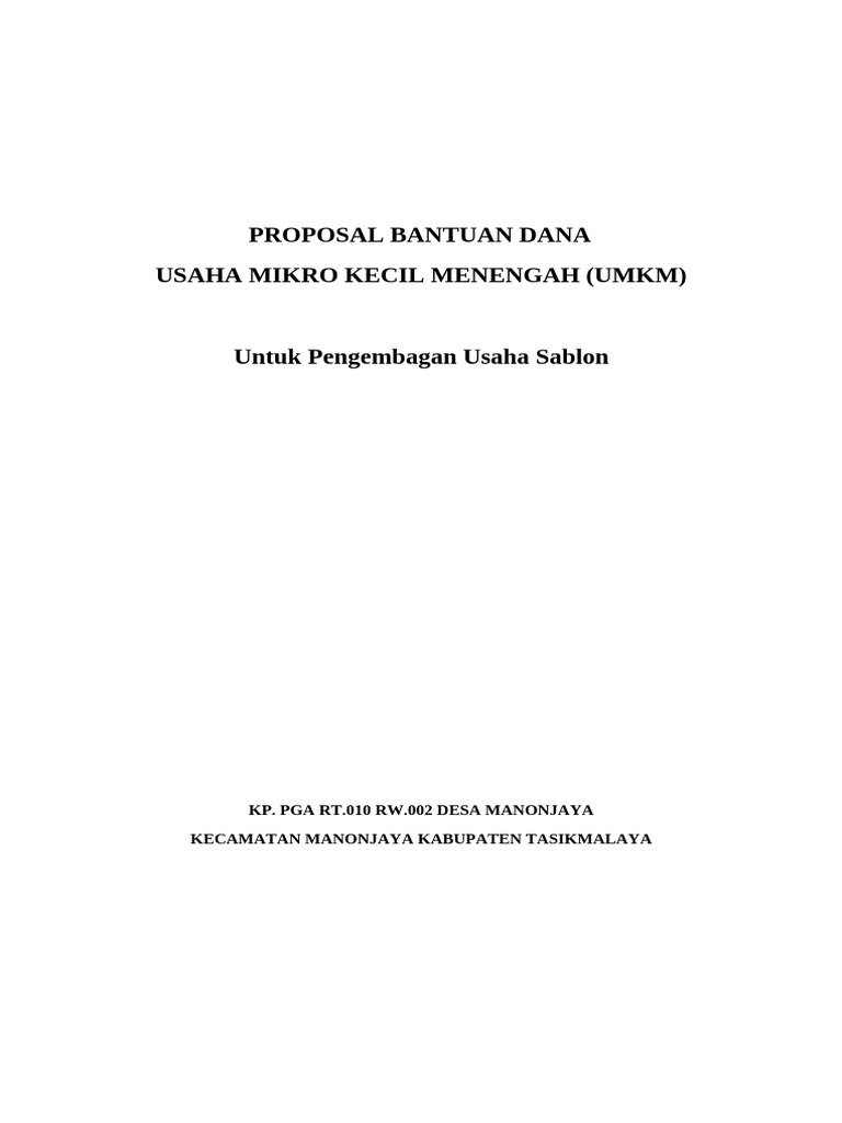 Proposal Umkm | PDF