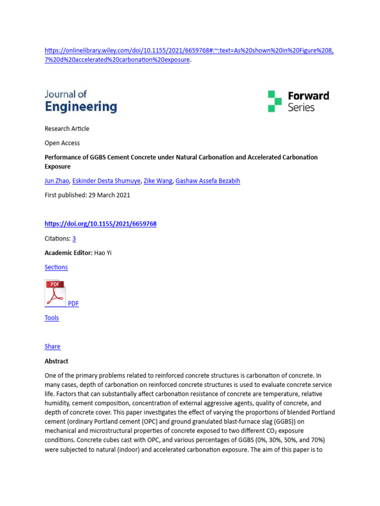 Performance of GGBS Cement Concrete Under Natural Carbonation and Accelerated Carbonation ...