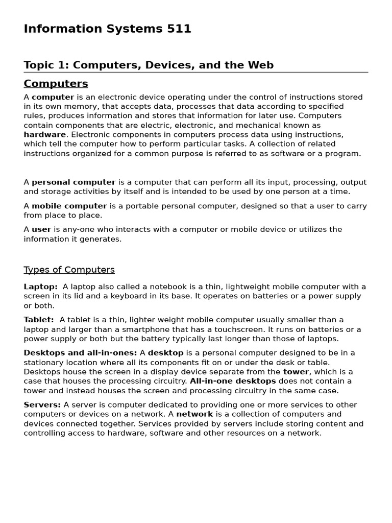 Information Systems 511 Notes | PDF