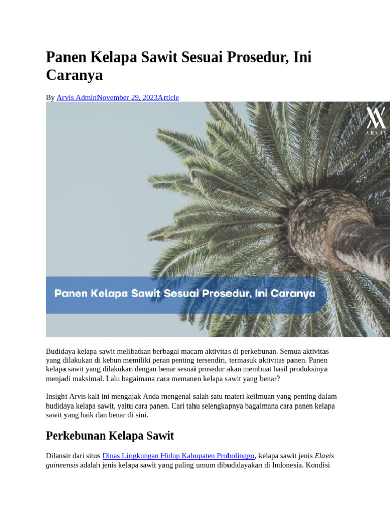 Panen Kelapa Sawit Sesuai Prosedur | PDF | Technology & Engineering