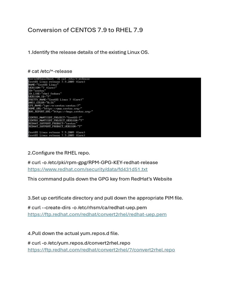 Centos To Rhel Process Documentation | PDF